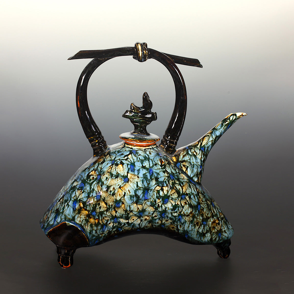 Large 3-legged teapot 12" high - Creekside Pottery